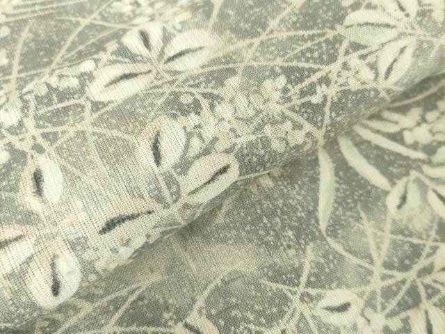 平和屋着物▽上質な小紋　単衣　生紬　風景花文　正絹　逸品　DAAW0510op