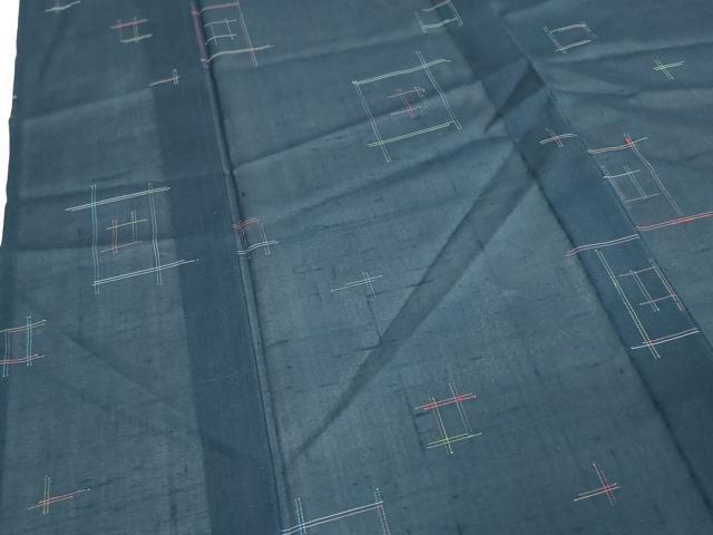 平和屋着物＊夏物　紗紬　幾何学文様　正絹　逸品　未使用　DAAW0594op