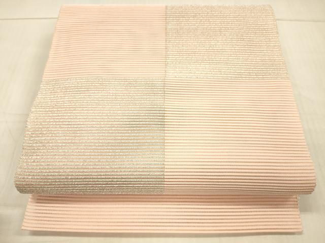 平和屋着物＊夏物　絽綴れ　八寸名古屋帯　幾何学文様　銀糸　正絹　逸品　DAAW1889cm