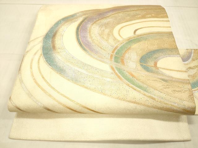 平和屋着物＊夏物　九寸名古屋帯　抽象文様　金銀糸　正絹　逸品　DAAW1949cm