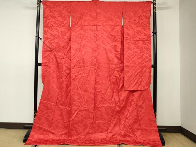 平和屋着物▼お引きずり・お引き摺り・引き振袖　和装　結婚式　舞妓　芸妓　芸者　衣装　飛鶴地紋　深緋色　逸品　DAAW2387zy