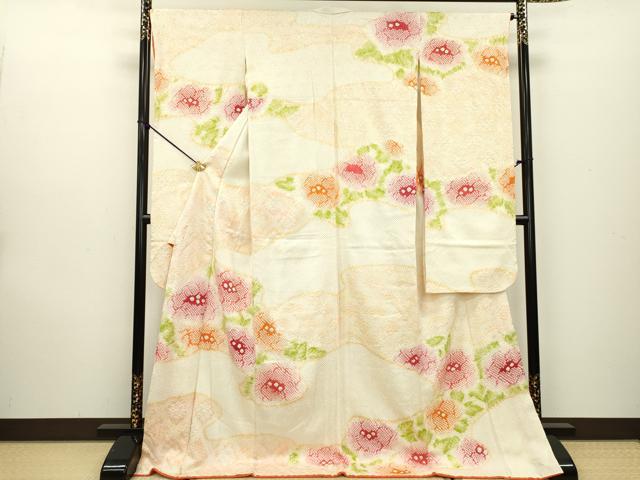 平和屋着物●豪華振袖　総絞り　流水花文　正絹　逸品　DAAW3164fe