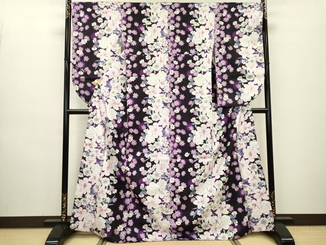 平和屋着物●H・L（アッシュエル）　HENRI-LUC CHAPUIS　小振袖　二尺袖　草花　暈し染　金彩　洗える着物　DAAW3787fe