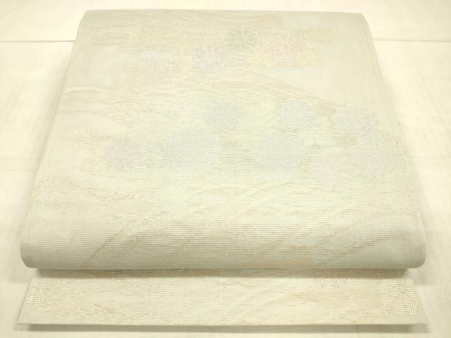 平和屋着物＊夏物　六通柄袋帯　流水花文ん　金銀糸　正絹　逸品　DAAW4212cm