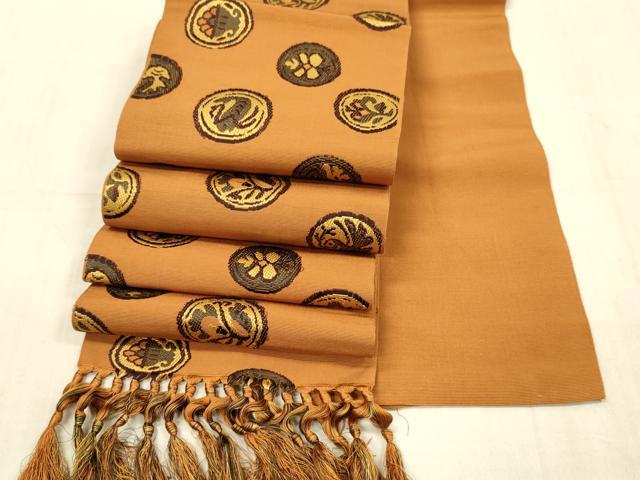 平和屋着物●本場筑前博多織　半幅帯　花鳥文　魚　正絹　逸品　DAAW4269cm