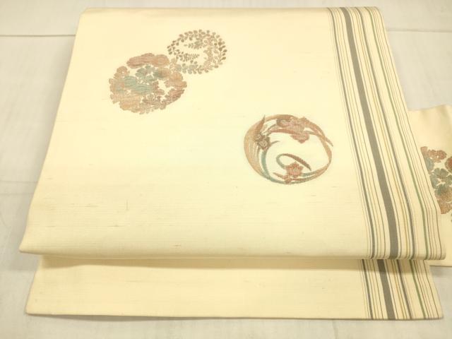 平和屋着物●京の名門・菱屋六右ェ門　九寸名古屋帯　草花文　正絹　逸品　DAAW4287cm