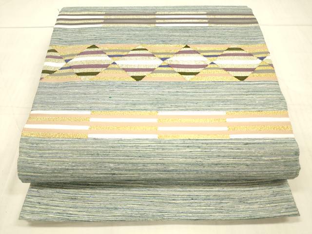 平和屋着物●太鼓柄袋帯　抽象文様　金糸　正絹　逸品　DAAW4301cm