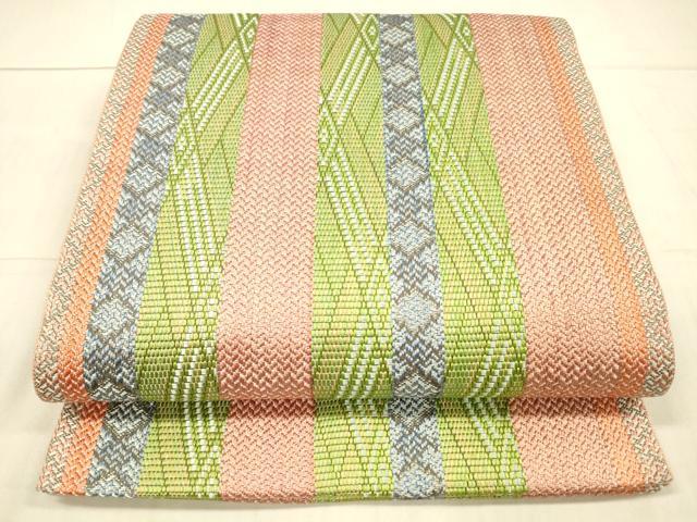 平和屋着物●都喜ヱ門　本場大島紬　全通柄袋帯　藤絹織物謹製　間道　金糸　正絹　逸品　DAAW4314cm