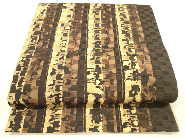 平和屋着物●全通柄袋帯　抽象文様　正絹　逸品　DAAW4324cm