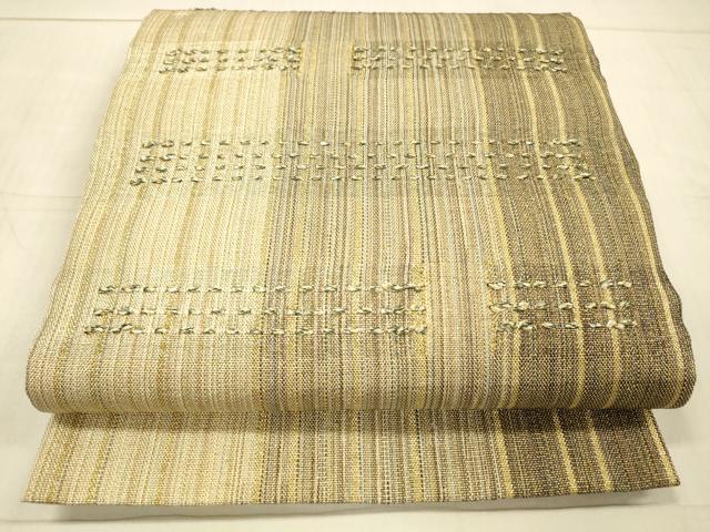 平和屋着物▽太鼓柄袋帯　スリーシーズン　春夏秋　間道　金通し時　正絹　逸品　DAAW4336cm