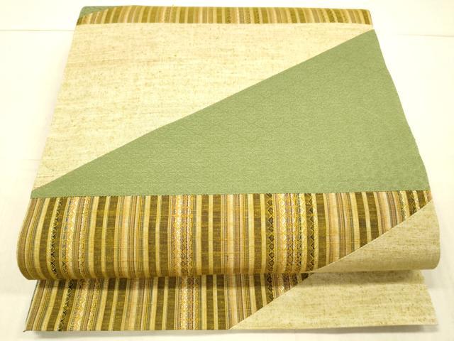 平和屋着物●両面　全通柄袋帯　紬地　切嵌　花間道　正絹　逸品　DAAW4358cm