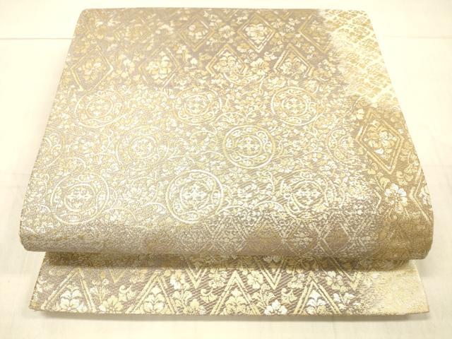 平和屋着物●西陣　六通柄袋帯　横段献上小袖文　金銀糸　正絹　逸品　DAAW4366cm