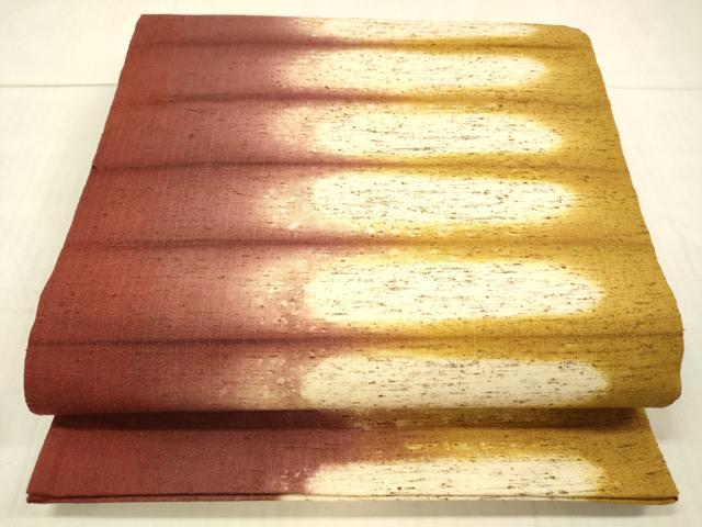 平和屋着物●全通柄袋帯　紬地　抽象文様　やまと誂製　正絹　逸品　DAAW4368cm