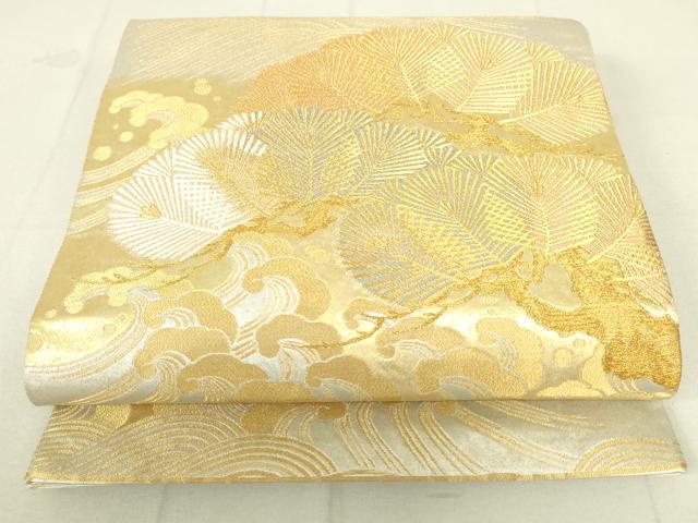平和屋着物●六通柄袋帯　卸園　蒔絵松渡文　金銀糸　正絹　逸品　DAAW4439cm