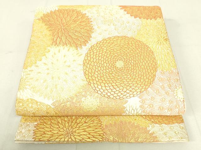 平和屋着物●六通柄袋帯　舞花文　金糸　正絹　逸品　DAAW4441cm