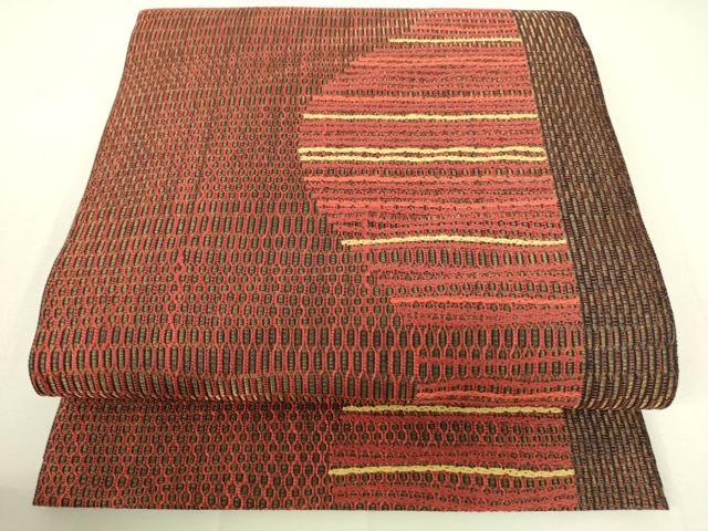 平和屋着物●都喜ヱ門　本場大島紬　全通柄袋帯　藤絹織物謹製　横段文　正絹　逸品　DAAW4453cm