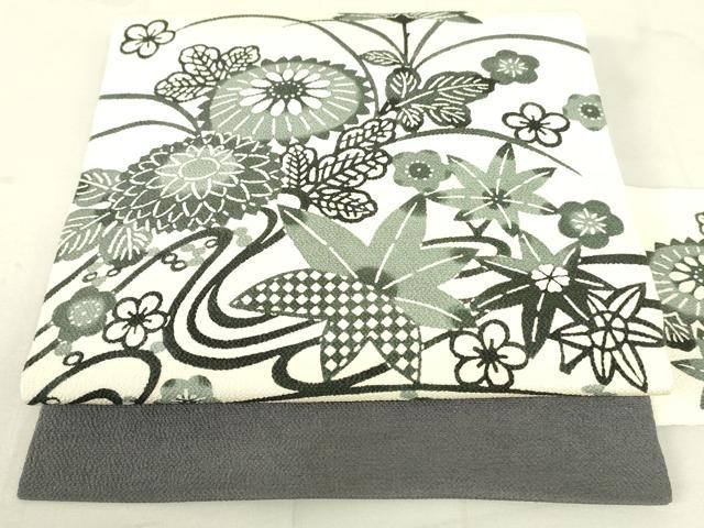 平和屋着物●九寸名古屋帯　型染　草花文　正絹　逸品　DAAW4459cm