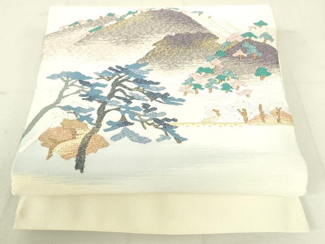 平和屋着物●綴れ　八寸名古屋帯　風景文　金糸　正絹　逸品　DAAW4467cm