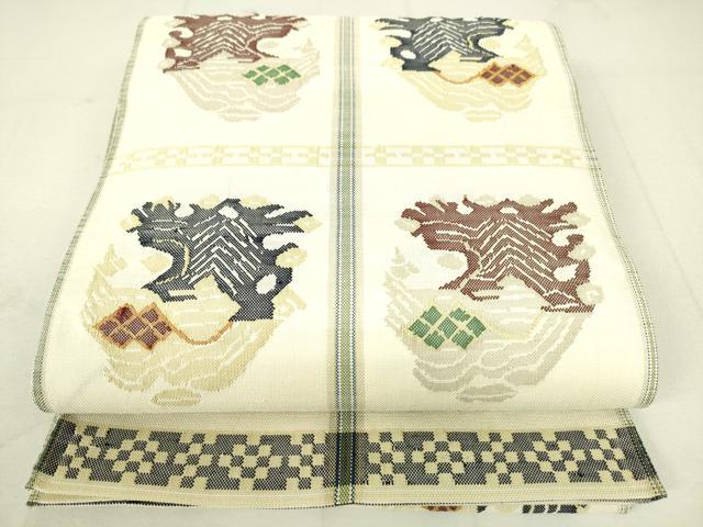 平和屋着物●龍村平蔵柄　六通柄袋帯　甲比円孔雀　正絹　逸品　DAAW4484cm