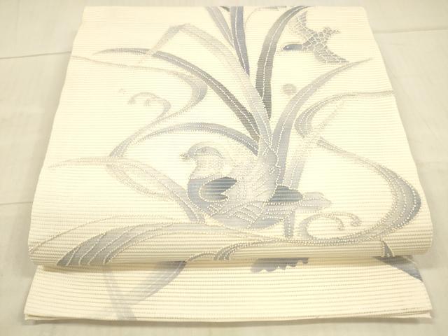 平和屋着物＊夏物　中国三大刺繍　相良刺繍　九寸開き名古屋帯　鴛鴦流水草葉文　正絹　逸品　DAAW4489cm