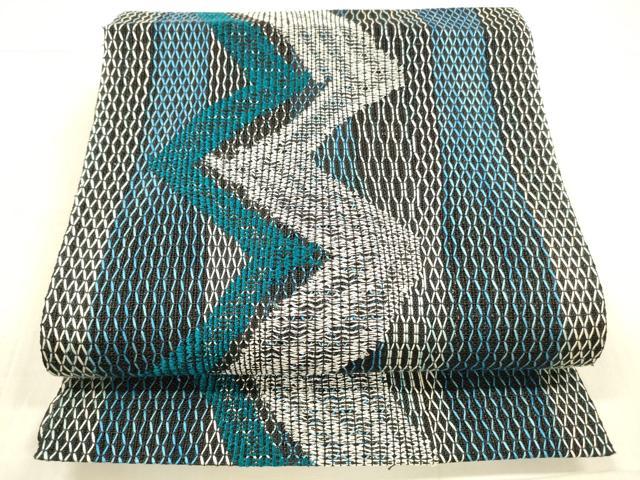 平和屋着物＊夏物　八寸名古屋帯　抽象文様　正絹　逸品　DAAW4490cm