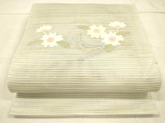 平和屋着物＊夏物　絽綴れ　八寸名古屋帯　草花文　金銀糸　正絹　逸品　DAAW4504cm