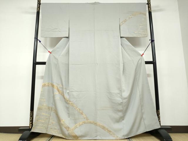 平和屋着物●訪問着　駒刺繍　立波吉祥草花文　暈し染め　金彩　正絹　逸品　DAAW5004ud