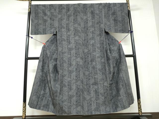 平和屋着物●男性　結城紬　100亀甲　草葉間道　正絹　逸品　DAAW5021ud