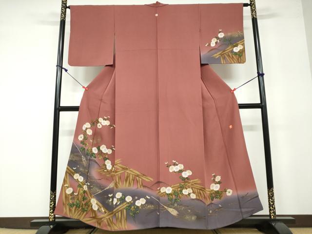 平和屋着物●ファッションデザイナー 花井幸子　訪問着　草花籬文　暈し染め　金彩　正絹　逸品　DAAW5026ud