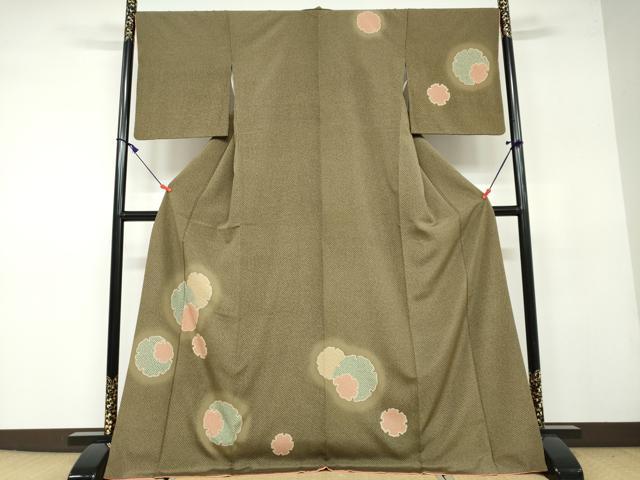 平和屋着物●訪問着　雪輪文　ロング丈　正絹　逸品　DAAW5029ud