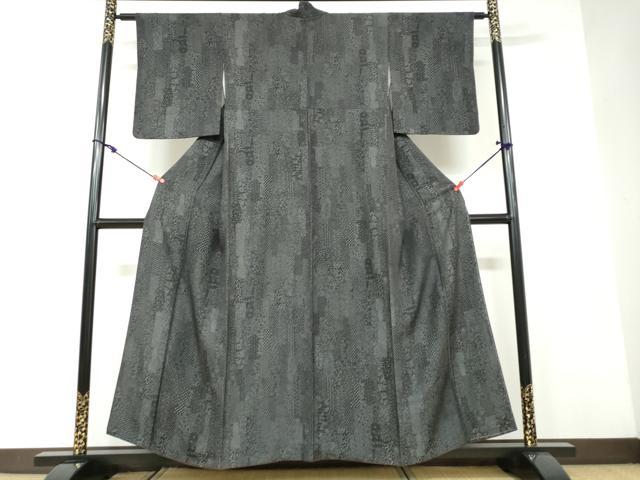 平和屋着物●江戸小紋　百柄　黒地　正絹　逸品　DAAW5075ud