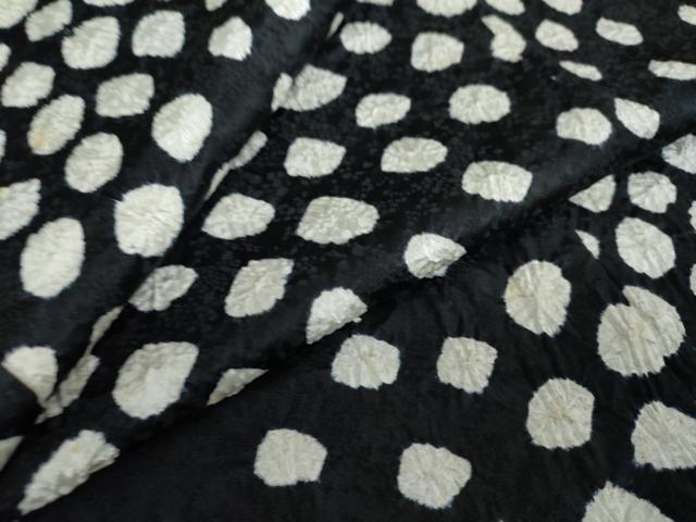 平和屋着物●上質な小紋　絞り　丸文　黒地　正絹　逸品　DAAW5084ud