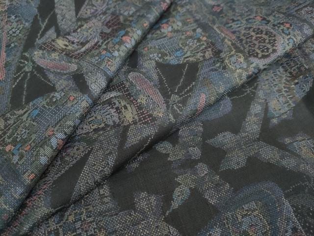 平和屋着物●本場大島紬　9マルキ　花蝶文　正絹　逸品　DAAW5120ud