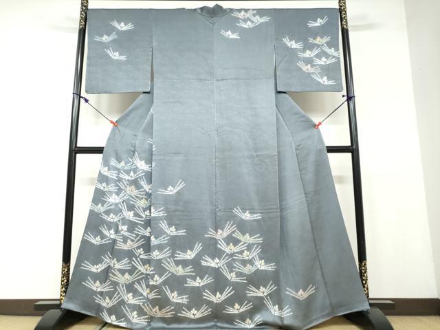 平和屋着物●訪問着　駒刺繍　絞り　抽象文様　金彩　正絹　逸品　DAAW5155ud