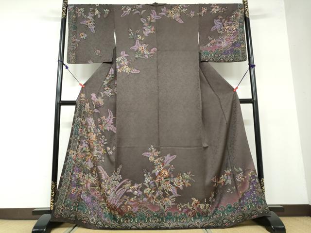 平和屋着物●訪問着　洋花文　暈し染め　正絹　逸品　DAAW5184ud