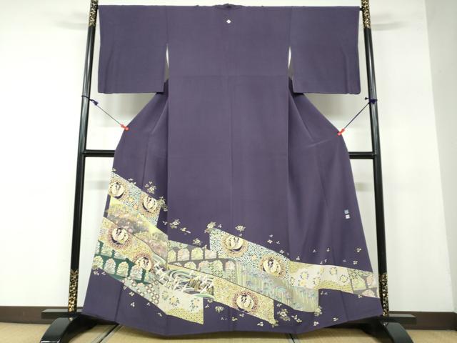 平和屋着物●京加賀友禅　松本健一　色留袖　吉祥動物草花文　正絹　逸品　DAAW5193ud