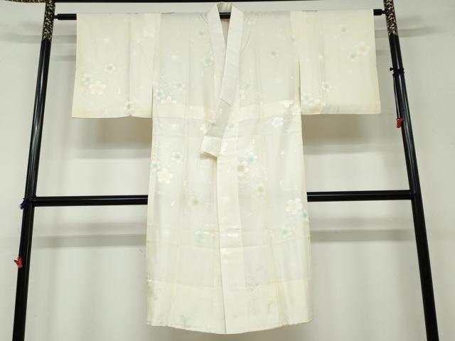平和屋着物●長襦袢　無双仕立て　七宝舞桜文　暈し染め　正絹　逸品　DAAW5220ud
