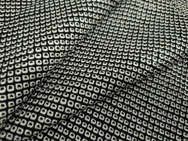 平和屋着物●大変加工の良い総絞り小紋　黒地　正絹　逸品　未使用　DAAW5227ud