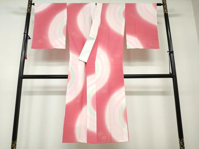 平和屋着物●長襦袢　無双仕立て　流水花地紋　暈し染め　半衿刺繍　正絹　逸品　未使用　DAAW5241ud