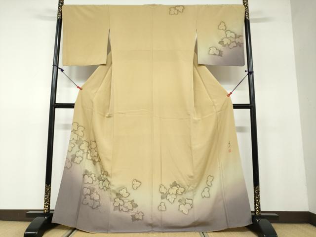 平和屋着物●京の匠日展作家　丹下雄介　訪問着　蔦の葉文　暈し染め　金彩　やまと誂製　正絹　逸品　DAAW5246ud