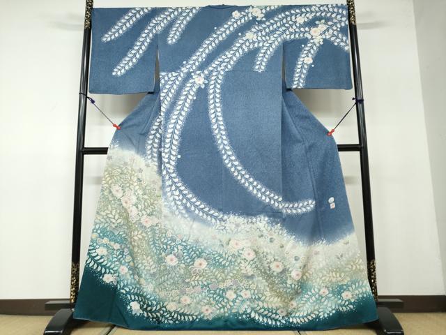 平和屋着物●訪問着　作家物　辻が花　暈し染め　銀通し地　正絹　逸品　DAAW5248ud