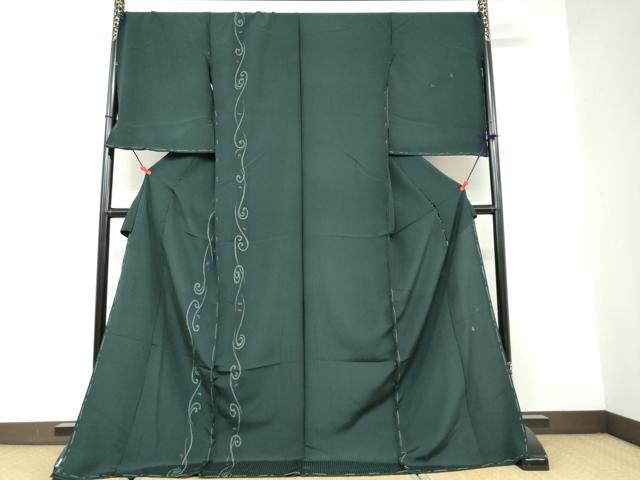 平和屋着物●訪問着　作家物　変わり間道　勾玉　鉄色　仮絵羽　正絹　逸品　未使用　DAAW5271ud