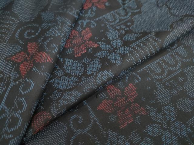 平和屋着物●本場大島紬　雲霞草花文　正絹　逸品　未使用　DAAW5301ud