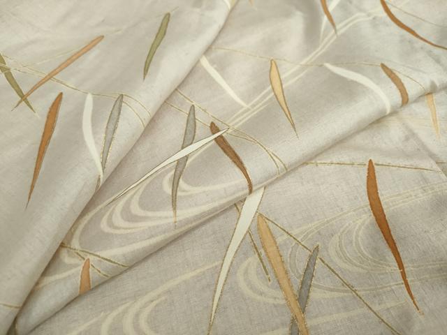 平和屋着物●訪問着　紬地　流水笹文　金彩　正絹　逸品　DAAW5306ud