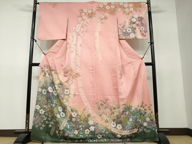 平和屋着物●訪問着　辻が花　金通し地　さが美扱い　正絹　逸品　DAAW5312ud