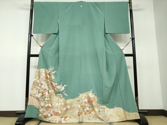 平和屋着物●豪華色留袖　花車文　金彩　正絹　逸品　DAAW5330ud