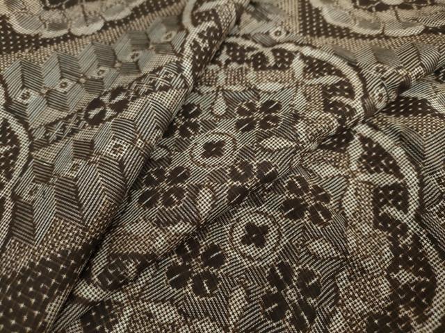 平和屋着物●本場大島紬　龍郷絣　花菱文　正絹　逸品　DAAW5346ud