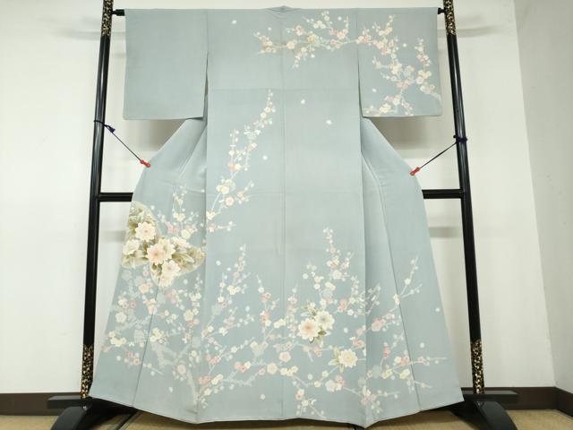 平和屋着物●訪問着　絞り　舞蝶草花文　正絹　逸品　DAAW5364ud