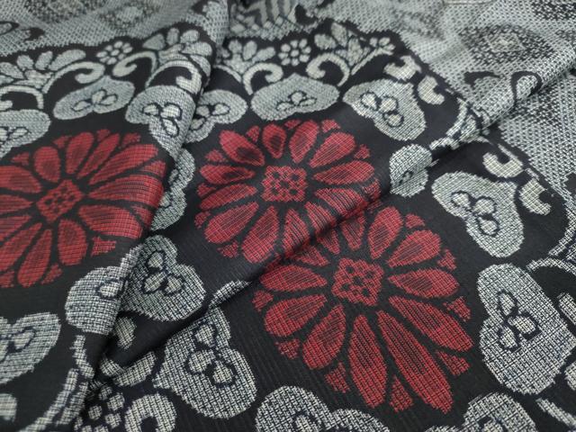 平和屋着物●希少　本場大島紬　龍郷絣　洋花菱文　正絹　逸品　DAAW5366ud