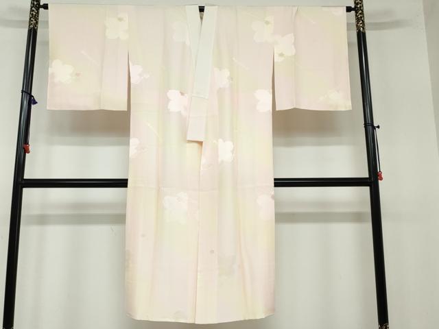 平和屋着物●長襦袢　袷　舞桜地紋　簪　暈し染め　正絹　逸品　DAAW5372ud